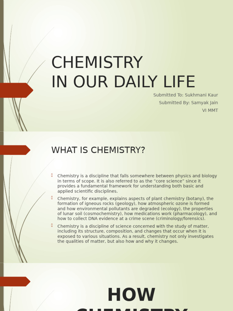 Importance of Chemistry in Daily Life | PDF | Textiles | Chemistry