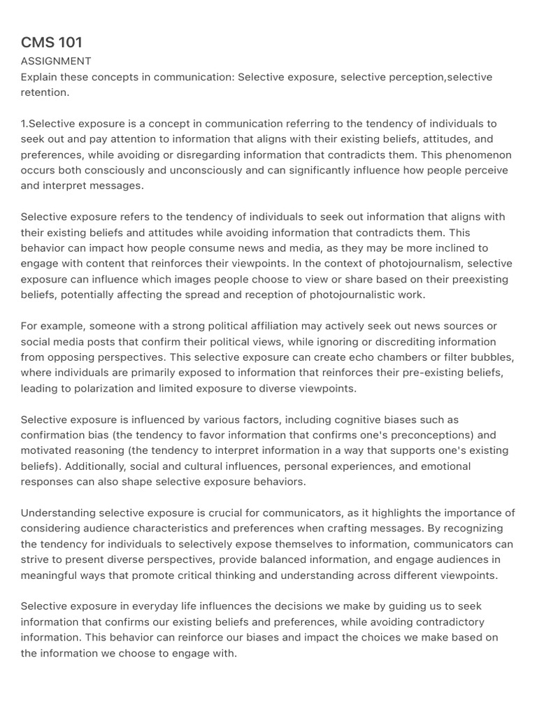 CMS 101 | PDF | Bias | Attitude (Psychology)