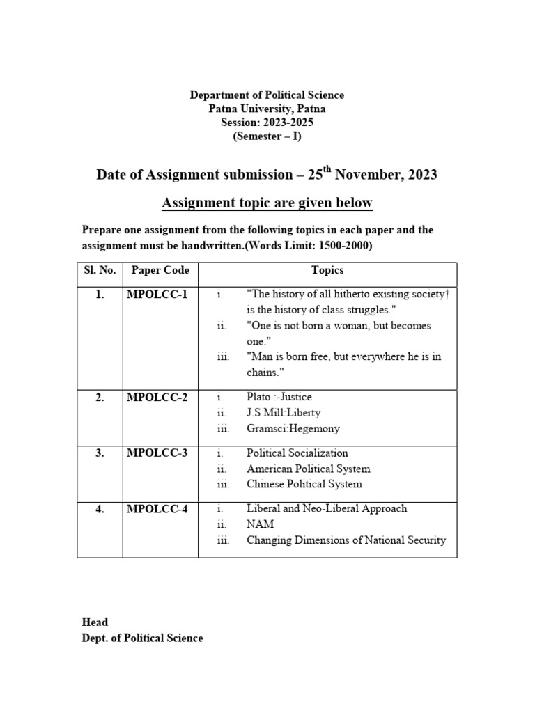 Political Science Assignments 2023-2025 | PDF
