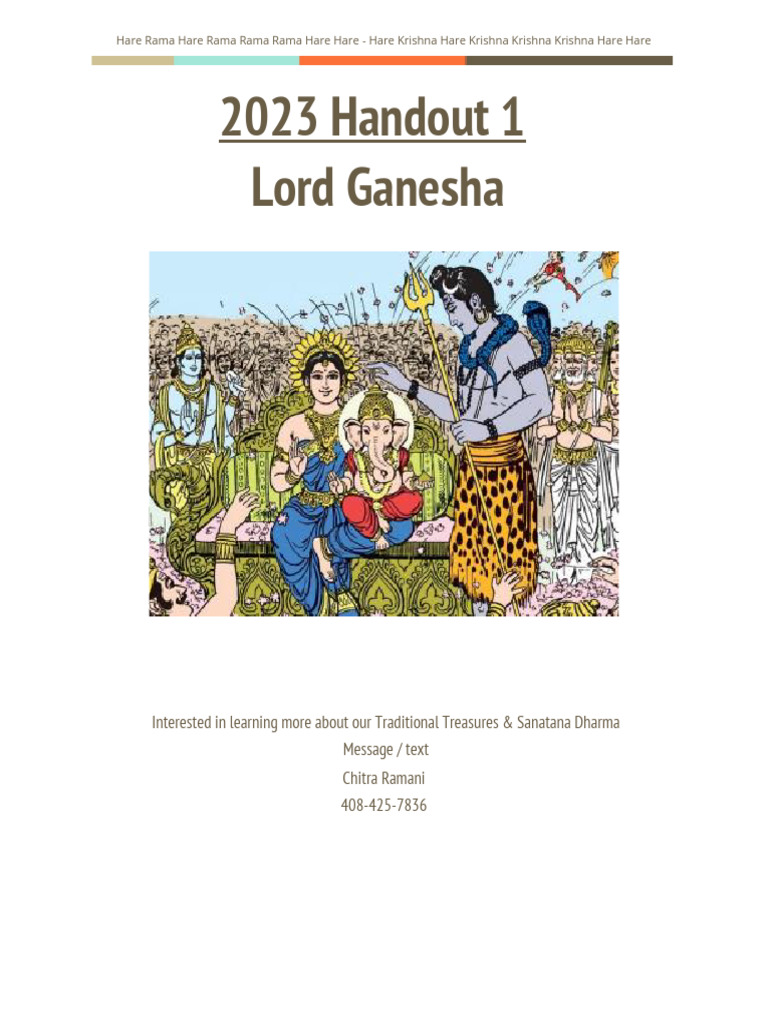 2023 Handout 1 - Ganesha-1 | PDF | Krishna | Hinduism