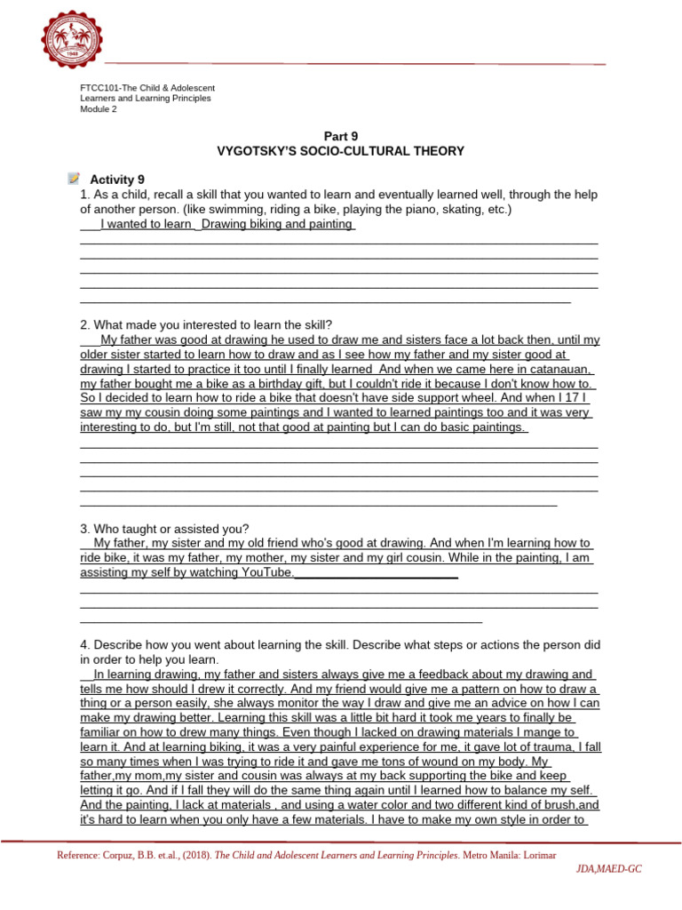 Template - Activity Unit3 Part9 | PDF | Cognitive Science | Behavioural Sciences