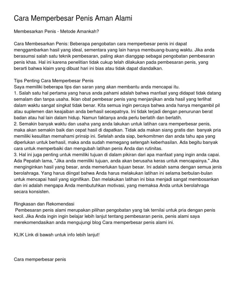 Metode Aman Memperbesar Penis Alami | PDF | Pengembangan Diri | Gaya Hidup