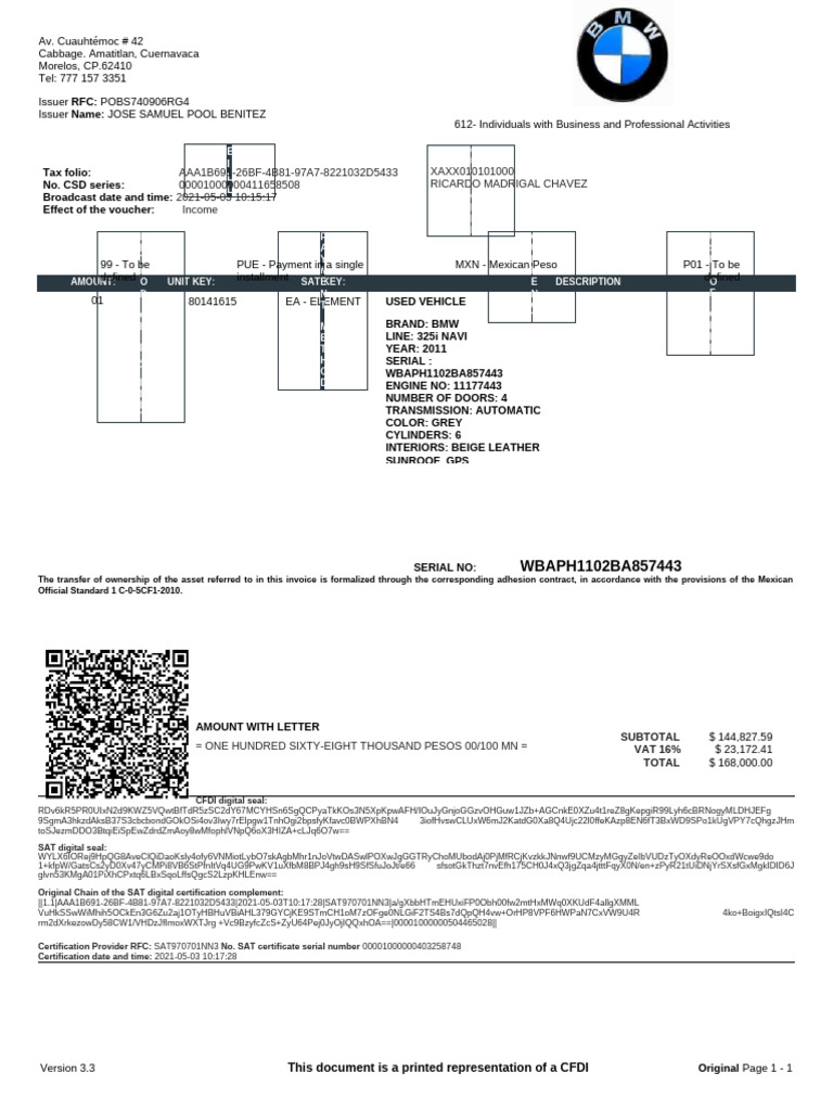 BMW INVOICE | PDF | Invoice