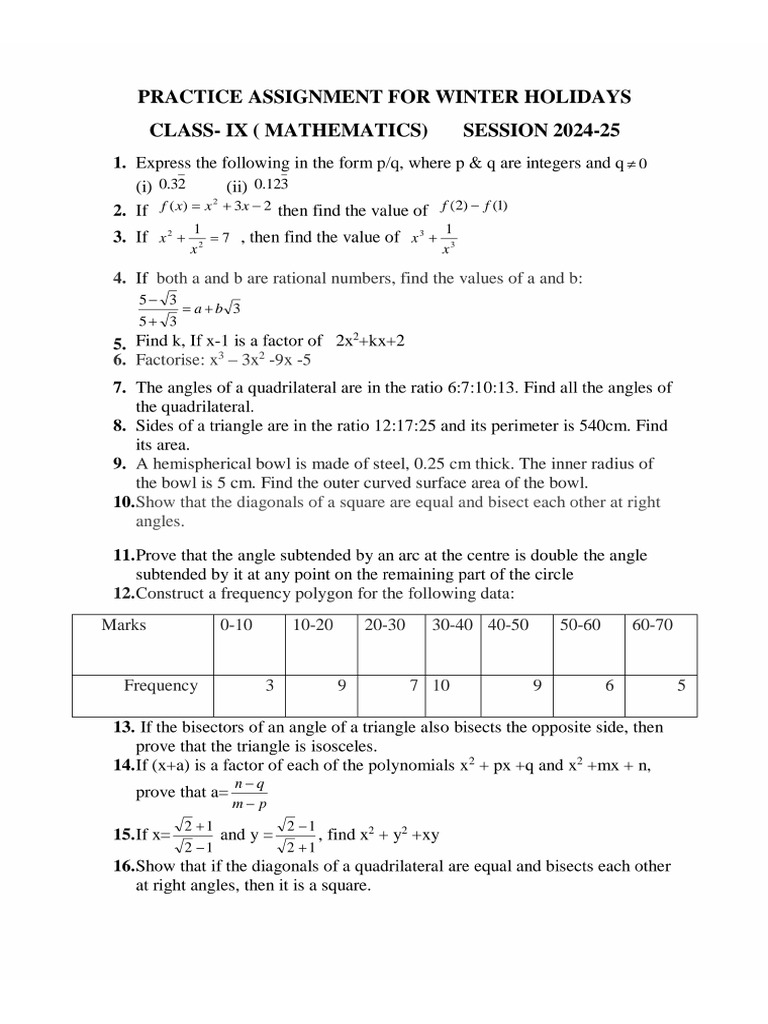PRACTICE ASSIGNMENT Maths | PDF
