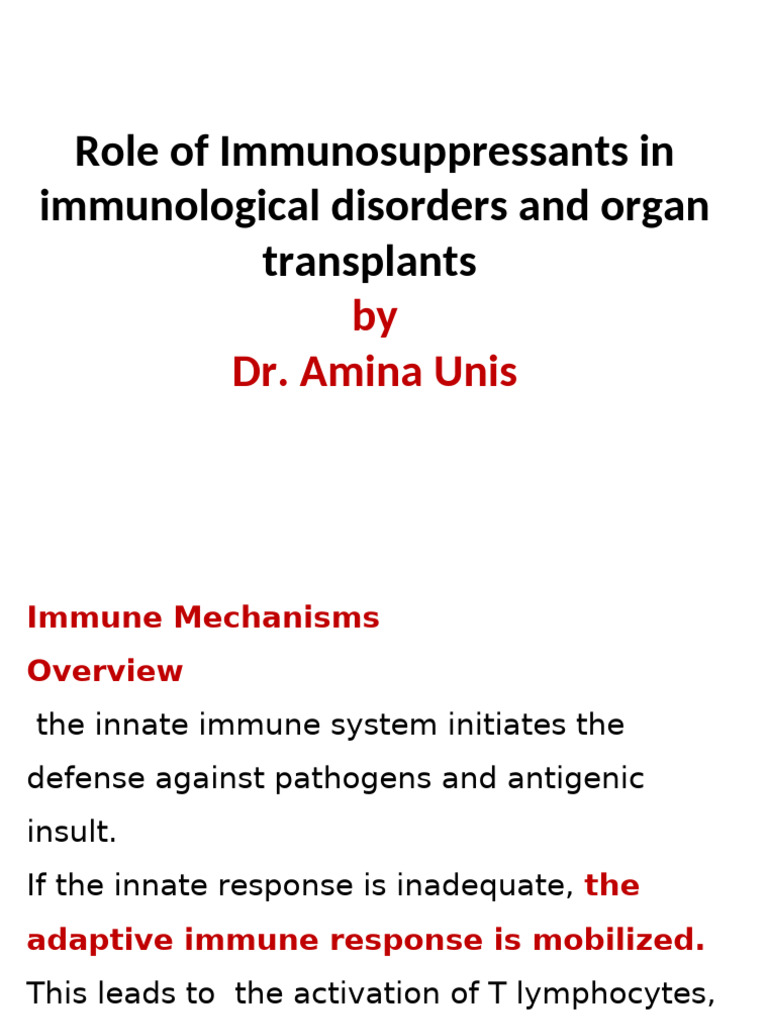 Immunosuppressants in Transplants and Disorders | PDF | Immune System ...