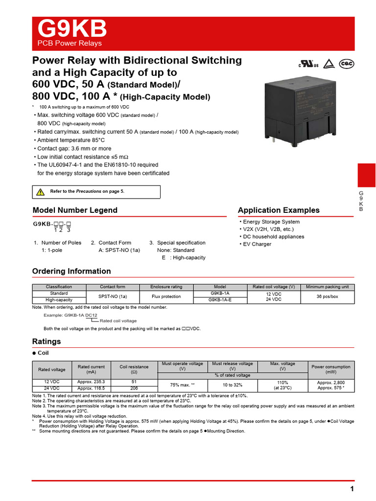 G9KB-E Datasheet_EN | PDF | Relay | Diode