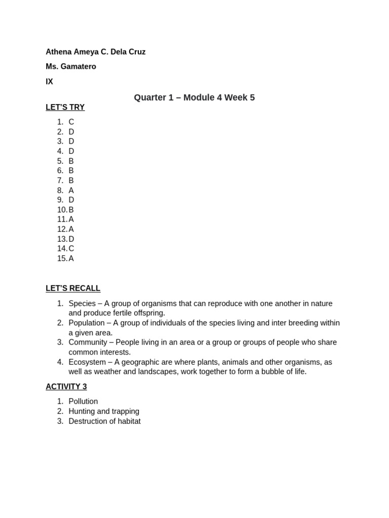 Quarter 1 - Module 4 Week 5 | PDF