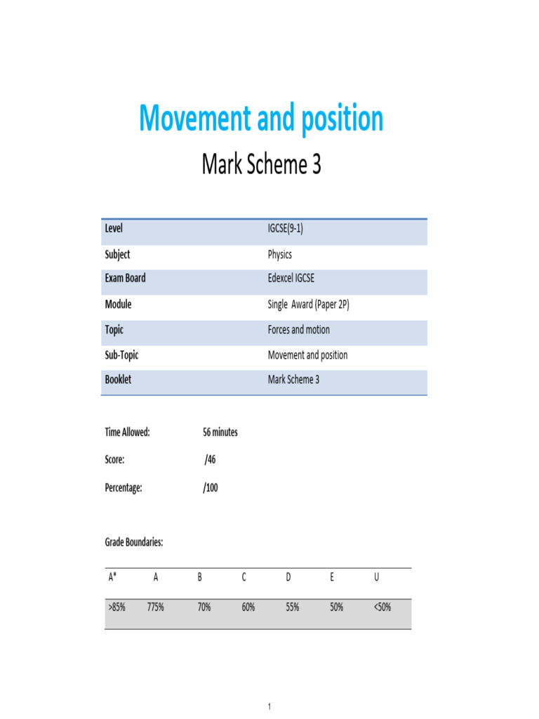 2.2-Movement-and-Position-Mark Scheme 3 | PDF | Secondary Education ...
