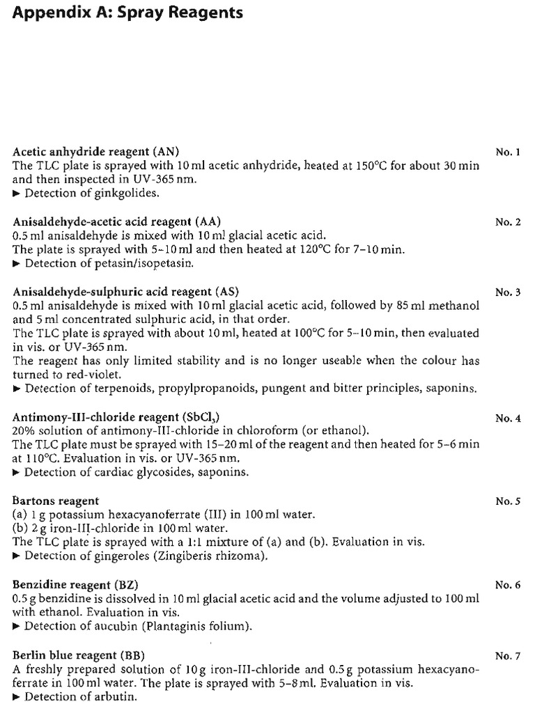 Appendix A SprayReagents - 359 | PDF | Iodine | Acid