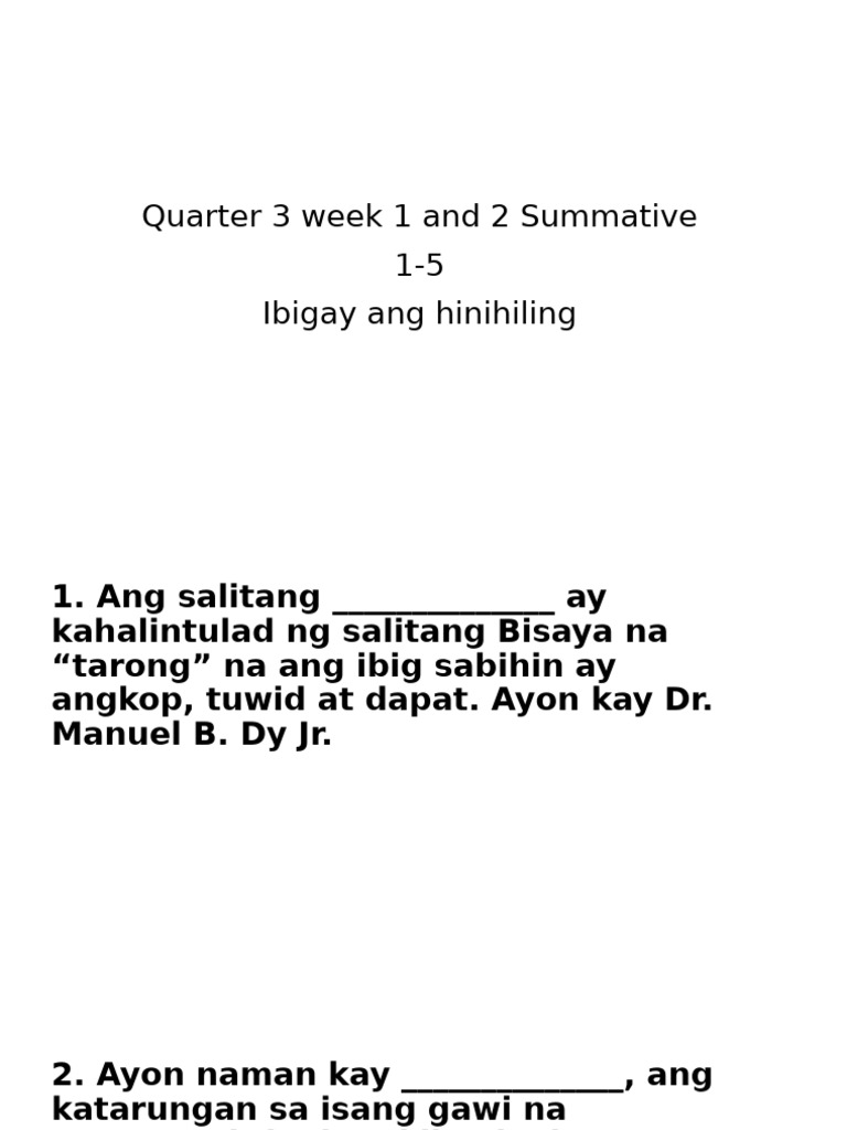 ESP Quarter 3 week 1 and 2 Summative | PDF
