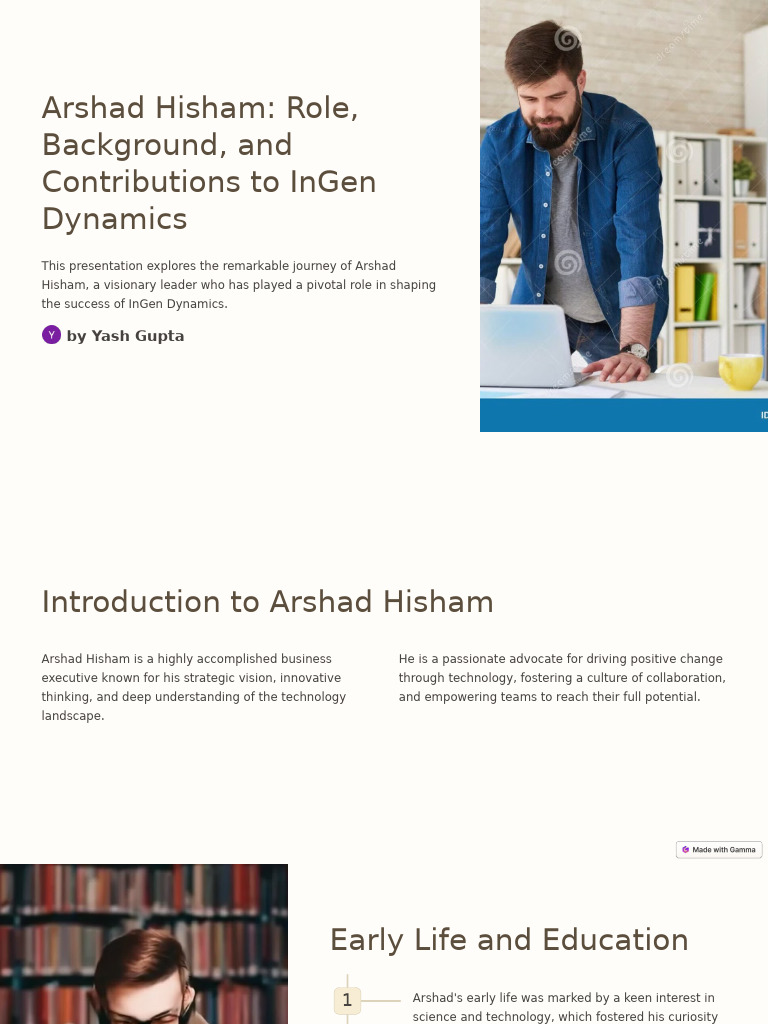 Arshad Hisham Role Background and Contributions To InGen Dynamics | PDF | Leadership | Innovation