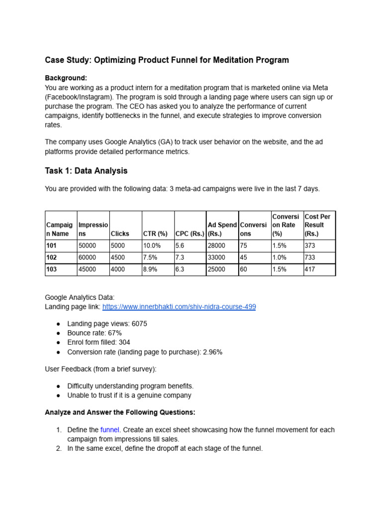 Product Intern Assignment For InnerBhakti | PDF