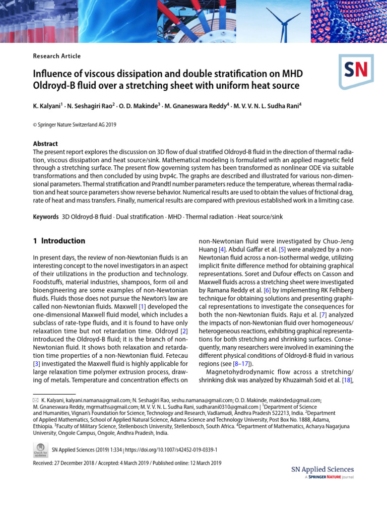 Oldroyd B Fluid | PDF | Viscosity | Boundary Layer