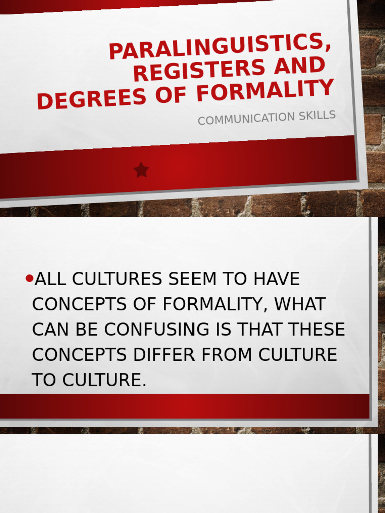 Paralinguistics Registers and Formality | PDF
