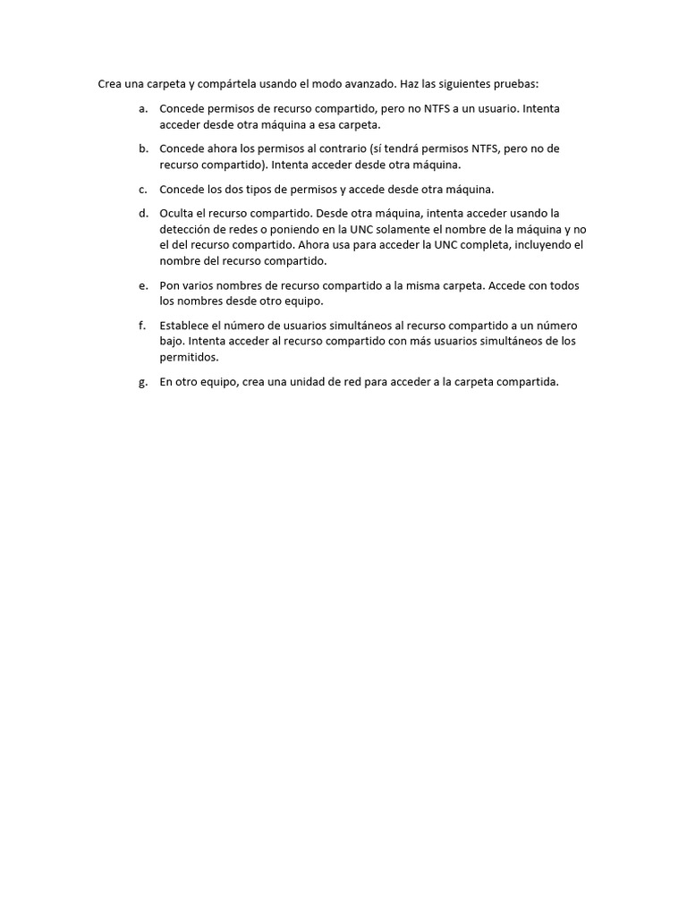 Ejercicio Carpetas Compartidas 1 | PDF