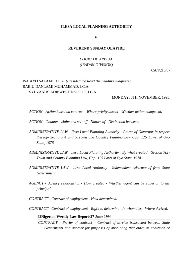 Ilesa Local Planning Authority | PDF | Judgment (Law) | Brief (Law)