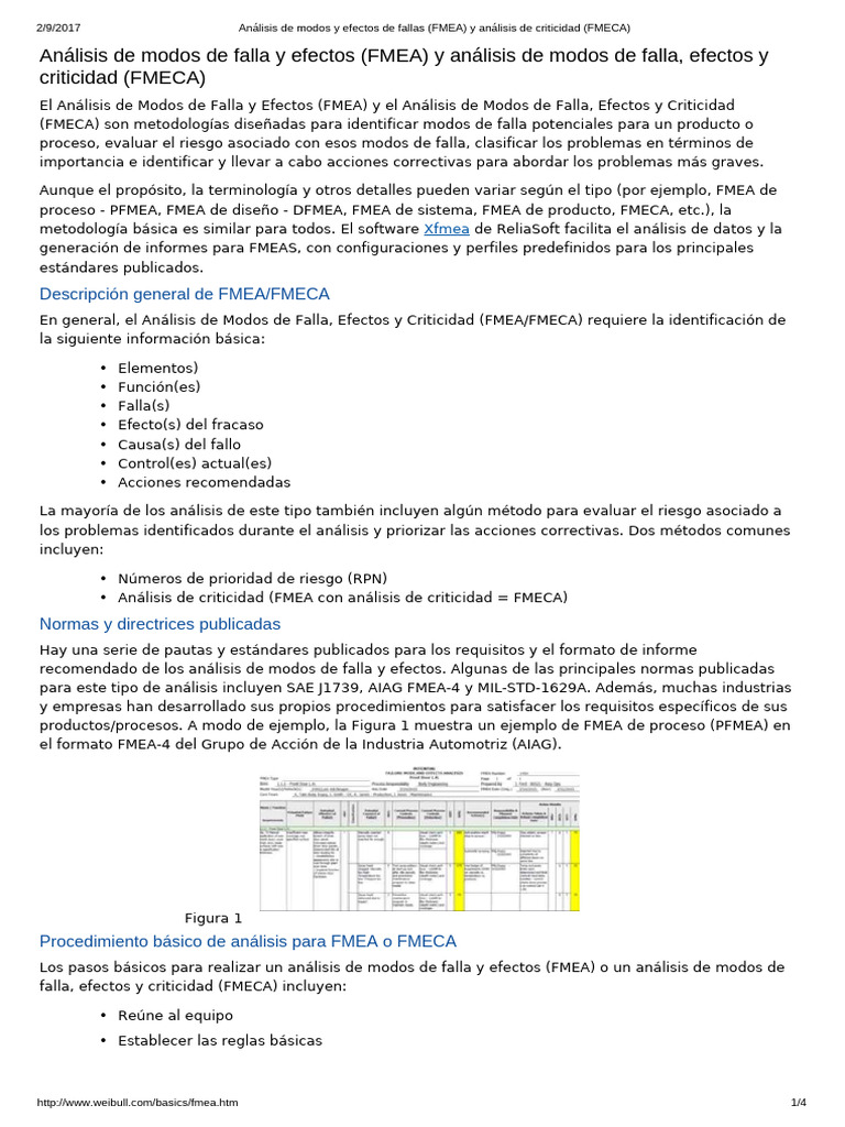 Análisis de Modo de Fallo y Efecto - FMEA - y Análisis de Criticidad - FMECA | PDF | Ingeniería ...