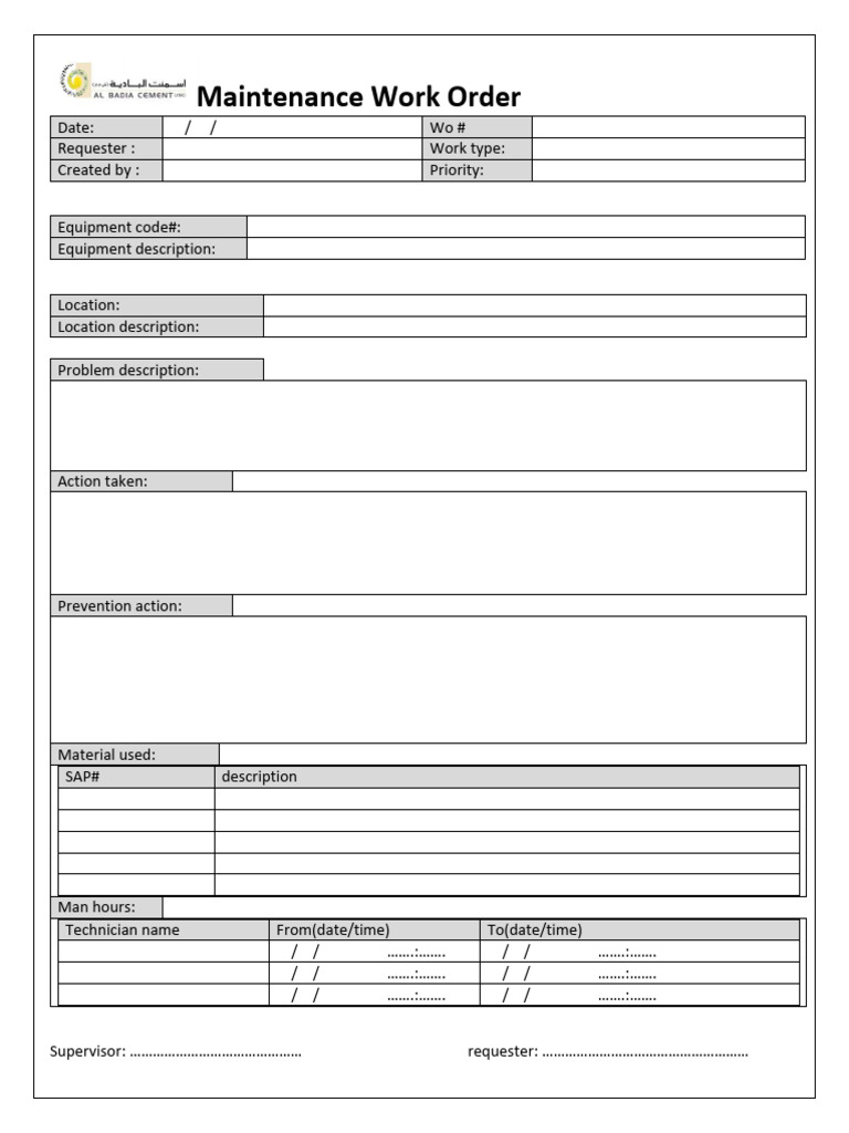 WO Form | PDF