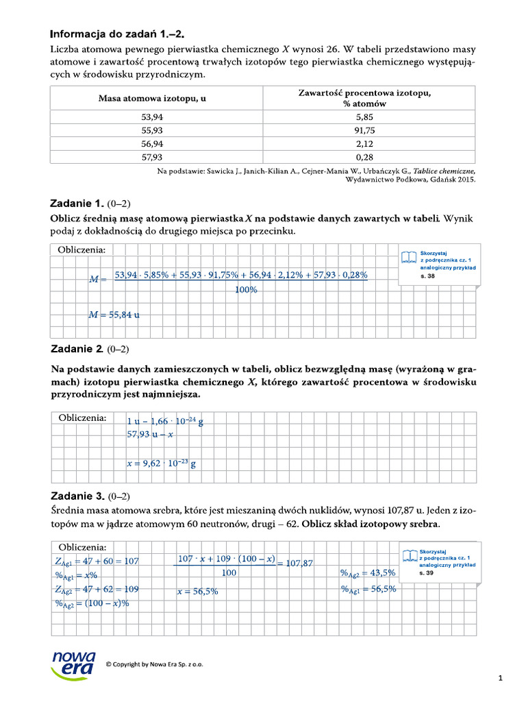 Odpowiedzi Do Karty Pracy Obliczenia Chemiczne Klasa 1 | PDF