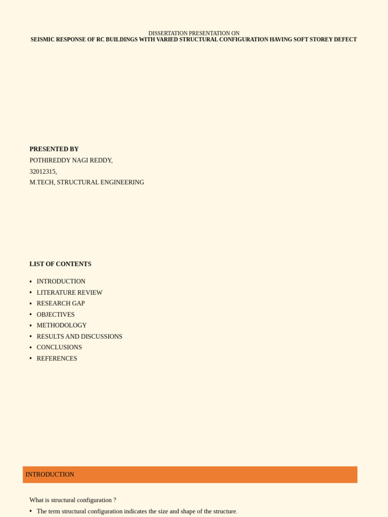 Presentation On Seismic Response of Multistoried Building With ...