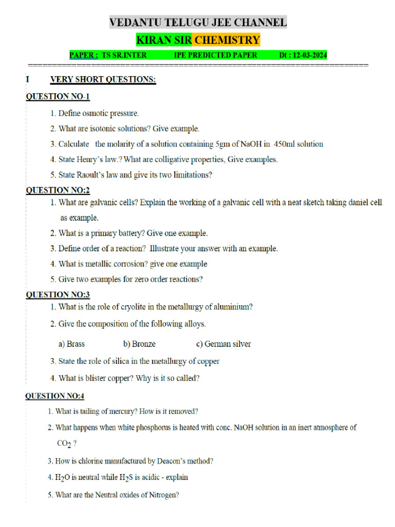 Imp Question Ipe 2nd Yr | PDF
