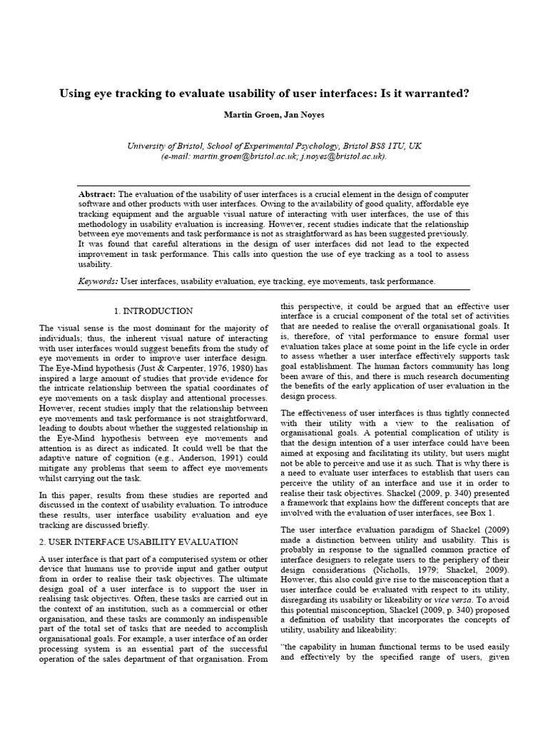 Usefulness of eye tracking | PDF | Usability | Menu (Computing)