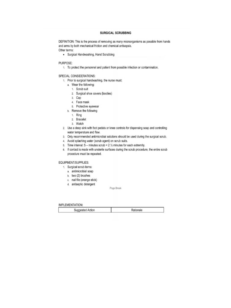 Surgical Scrubbing Close Gloving and Gowning Who Surgical Checklist | PDF | Surgery | Surgeon