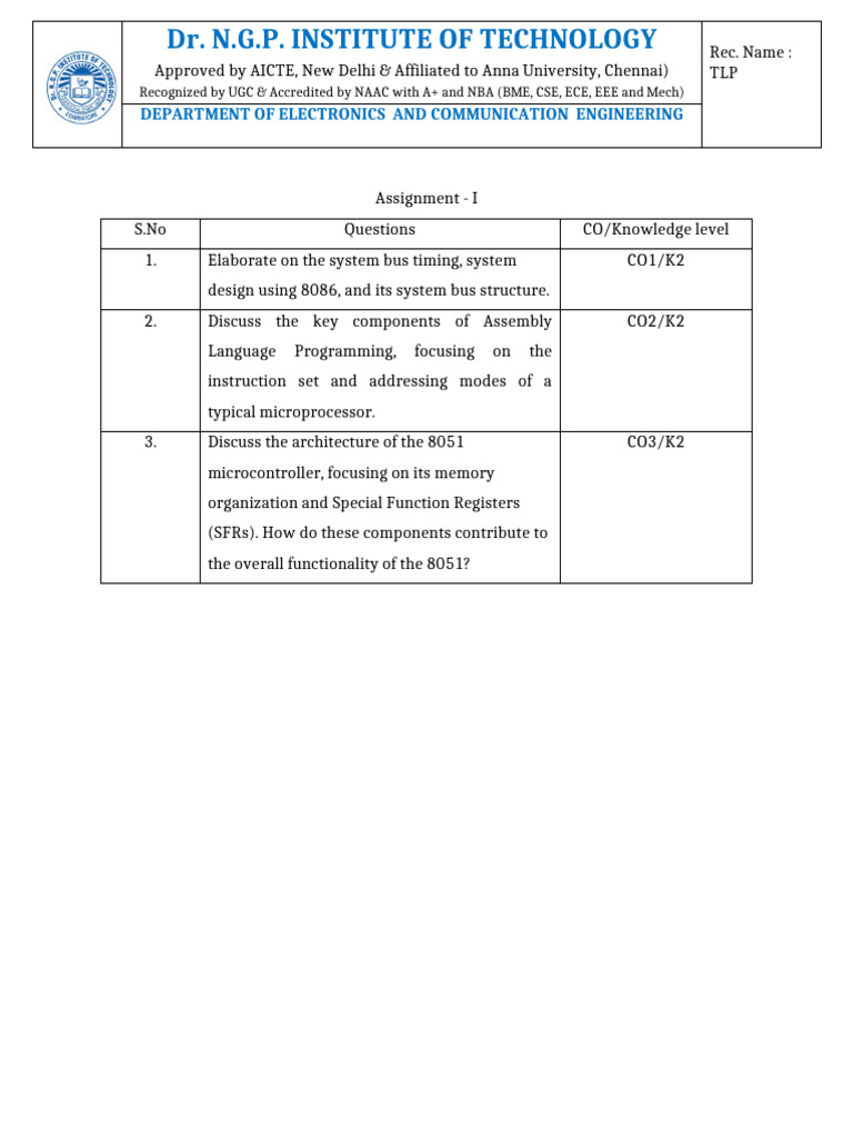 ASSIGNMENT Questions and Isntrutions | PDF | Computer Engineering | Computer Architecture
