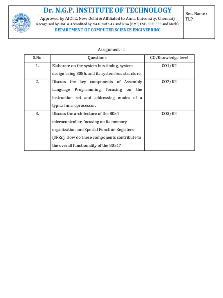 Computer Science Engineering Assignment | PDF | Digital Electronics ...