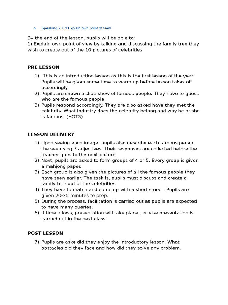 Intro Lesson On Family Tree | PDF
