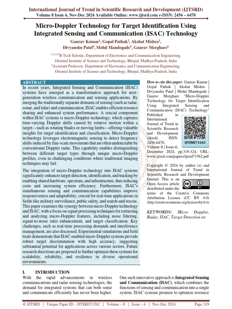 Micro Doppler Technology For Target Identification Using Integrated ...