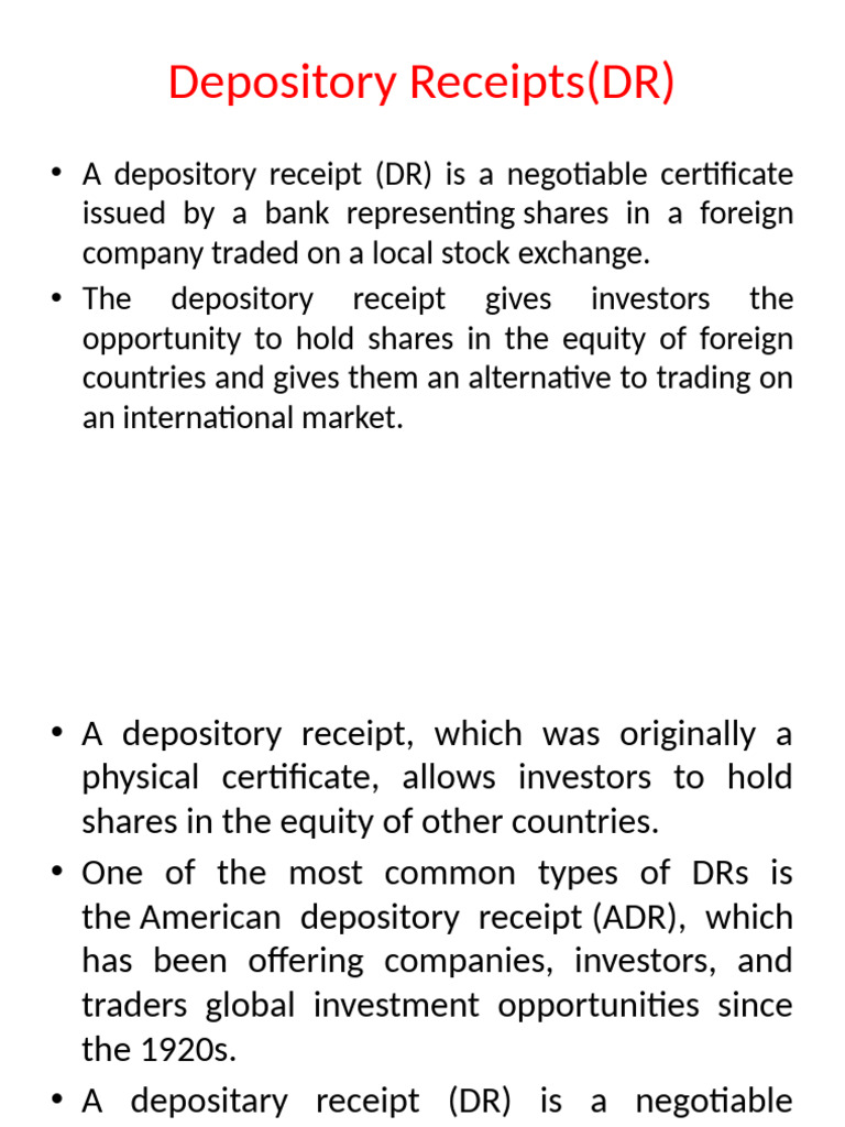 Understanding Depository Receipts: ADRs & IDRs | PDF | American ...
