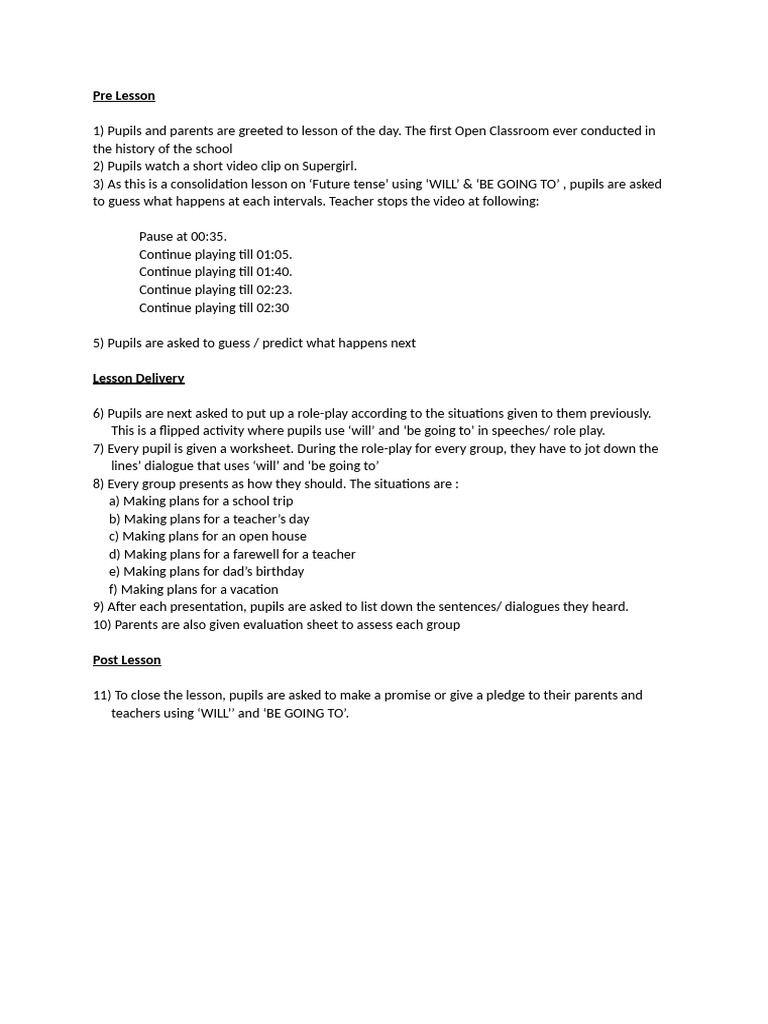 FM - Lesson Plan - Open CLassroom | PDF