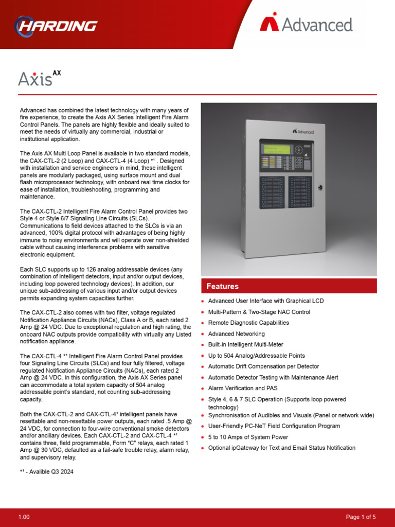 Axis-AX-2-&-4-Loop-Panel-ULC | PDF | Amplifier | Electricity