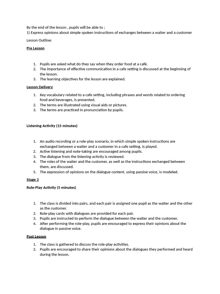 fORM 2LESSON PLAN | PDF