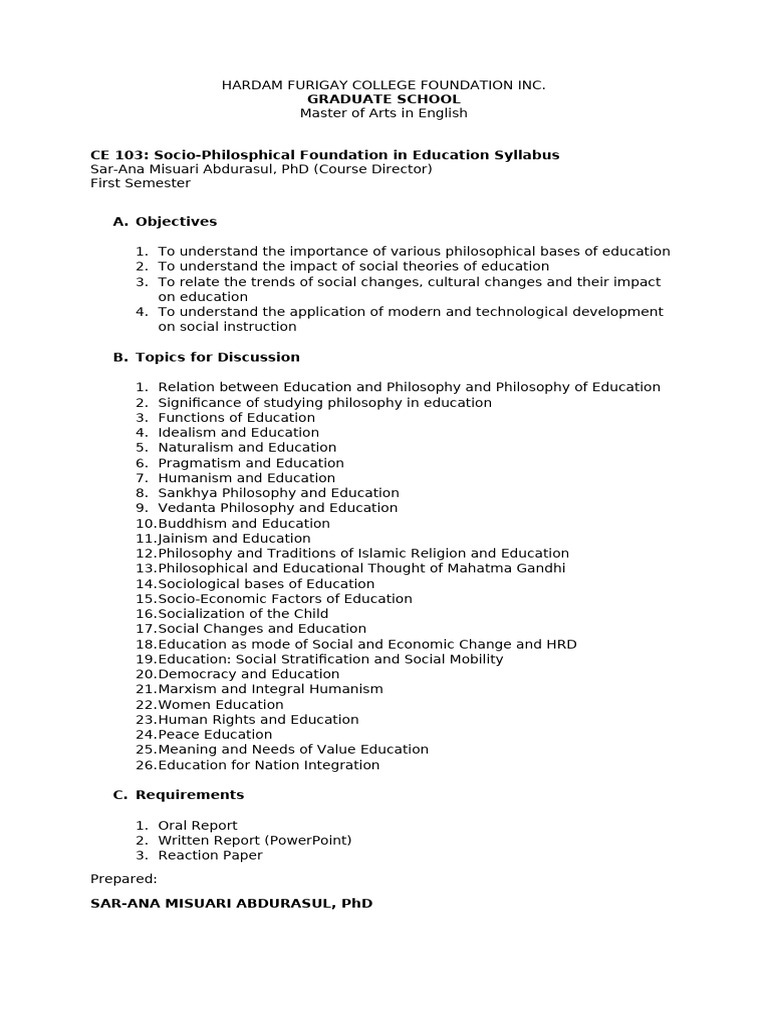 CE 103 Syllabus | PDF