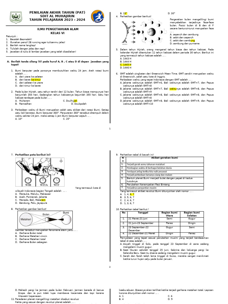 Soal Pat Ipa 2023-2024 | PDF