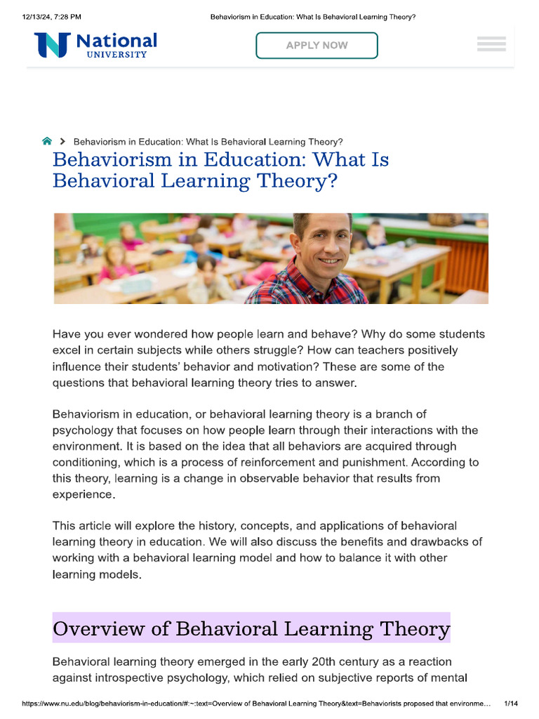 behaviourist theory | PDF