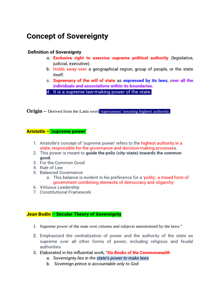 4a. Concept of Sovereignty - Aspects | PDF | Sovereignty | State (Polity)
