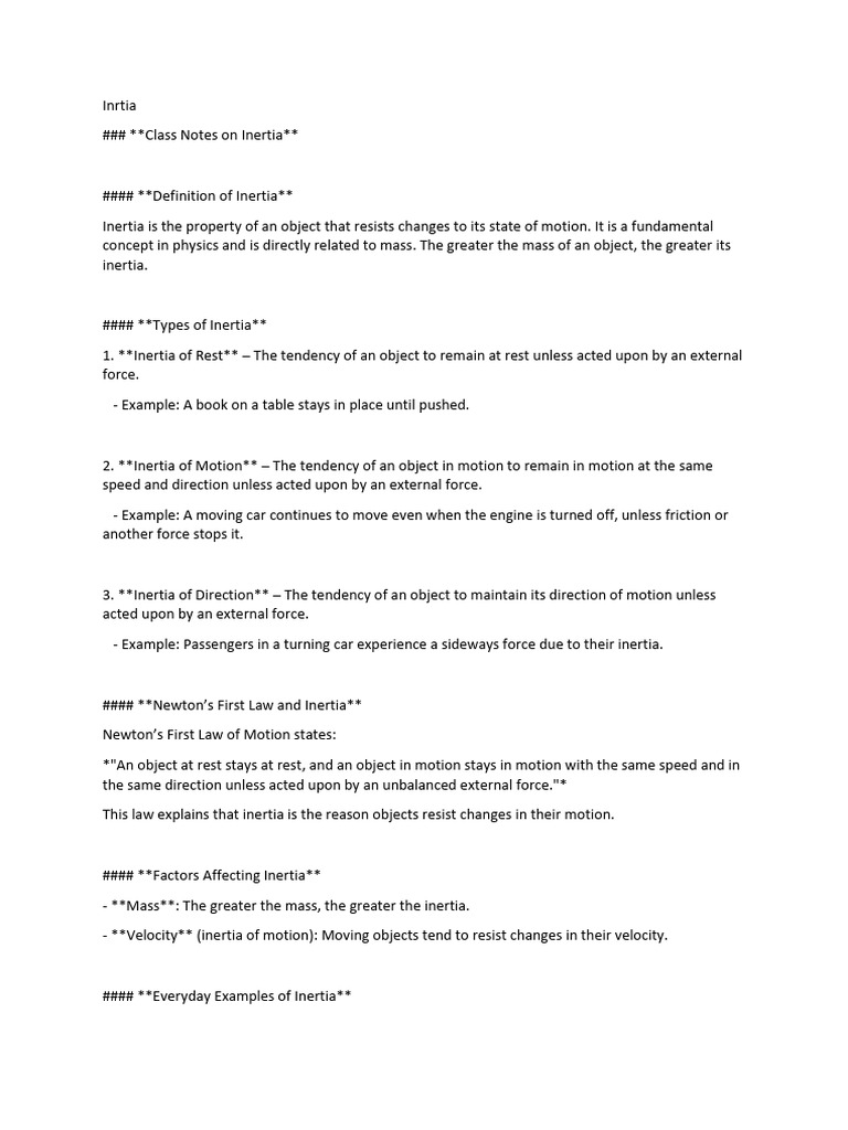 Understanding Inertia in Physics | PDF