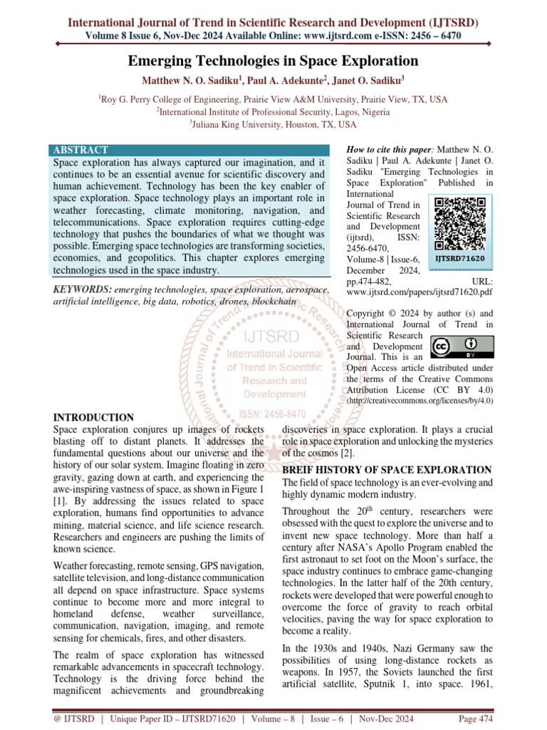 Emerging Technologies in Space Exploration | PDF | Spacecraft ...