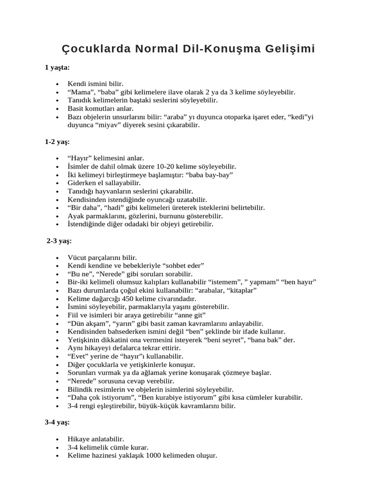Çocuklarda Normal Dil | PDF