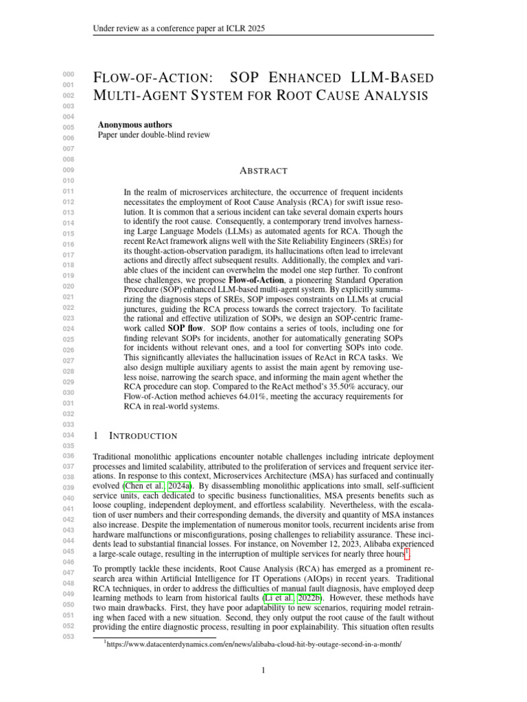 FLOW-OF-ACTION SOP ENHANCED LLM-BASED MULTI-AGENT SYSTEM FOR ROOT CAUSE ANALYSIS | PDF ...