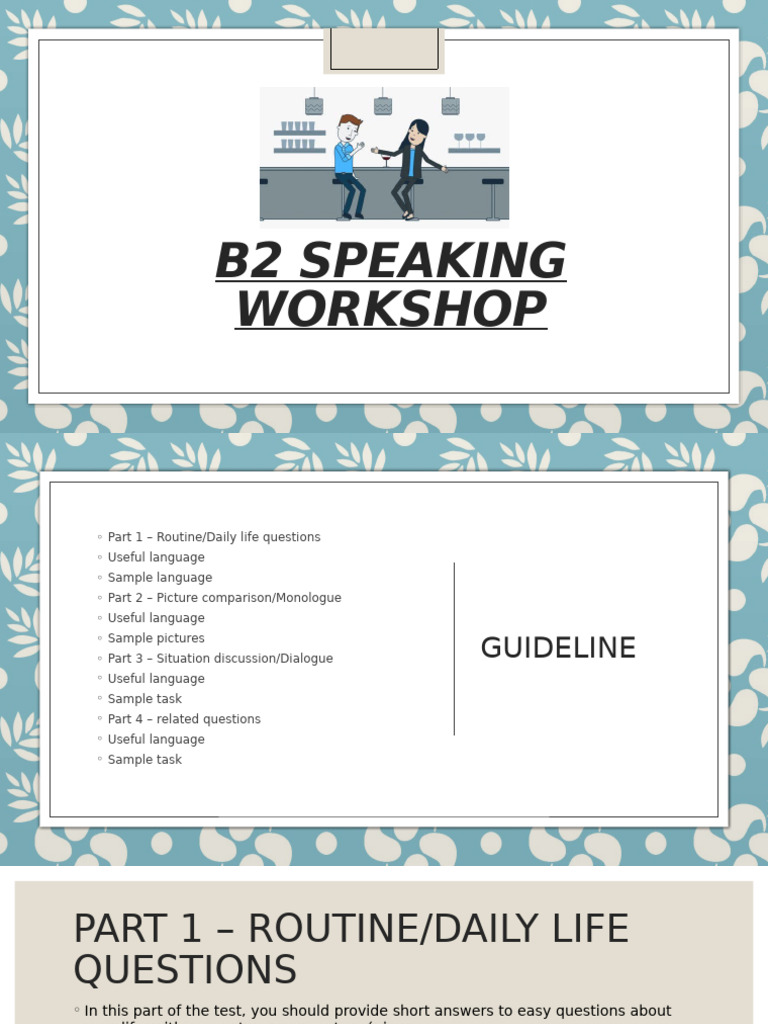 B2 Speaking Workshop | PDF | Question | Cognition