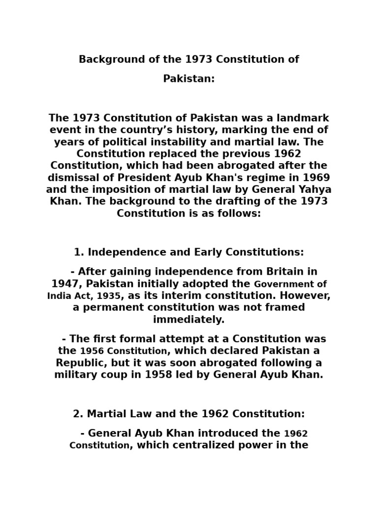 1973 Constitution of Pakistan Overview | PDF | Pakistan | Government