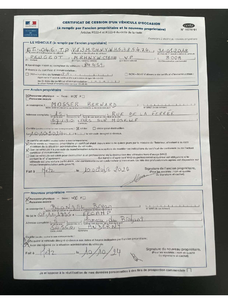 Certificat de Cession | PDF