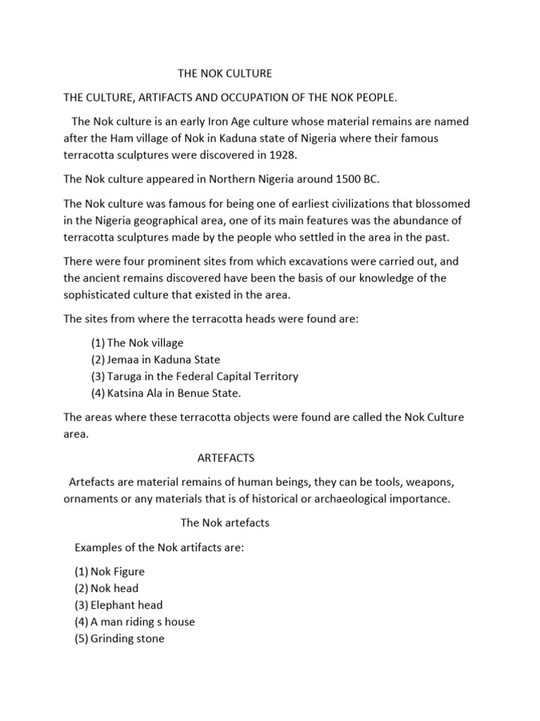 Nok Culture: Artifacts and Occupations | PDF