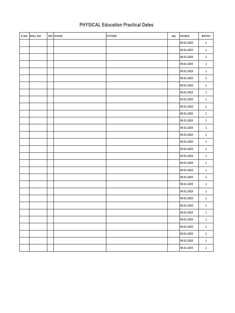 Student Physical Education Records | PDF