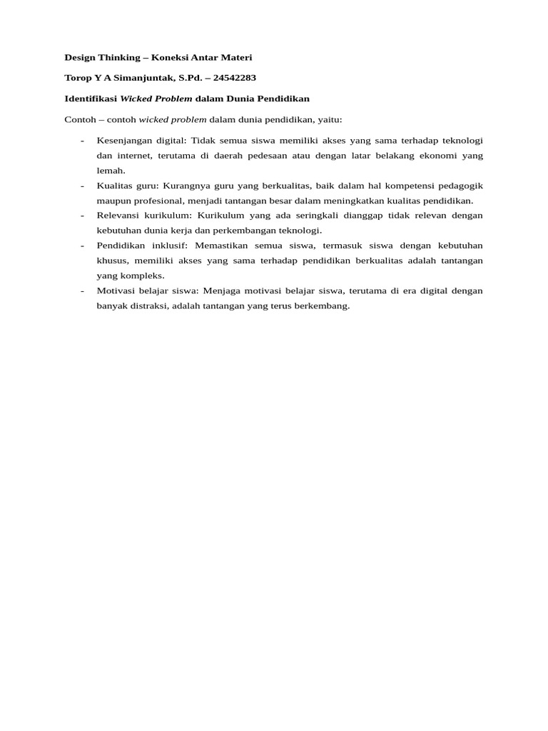 Design Thinking - Koneksi Antar Materi Topik 4 | PDF