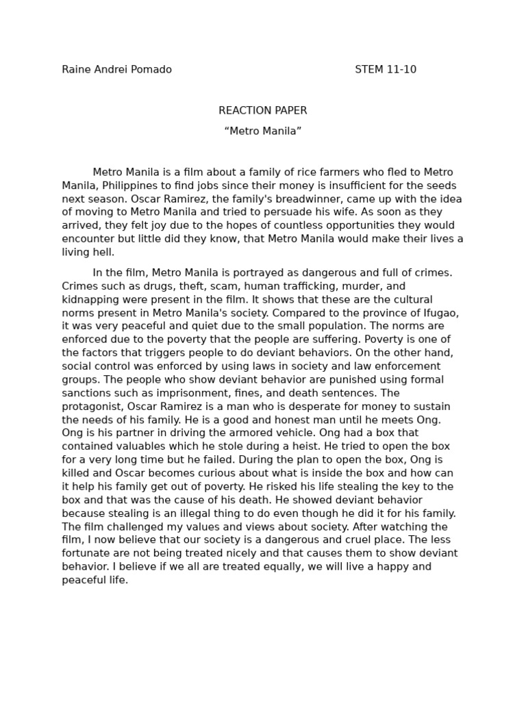 Culture Reaction Paper | PDF